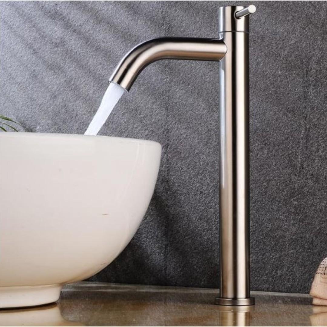 SUS304 Stainless steel bathroom sink tall tap, Furniture & Home Living ...