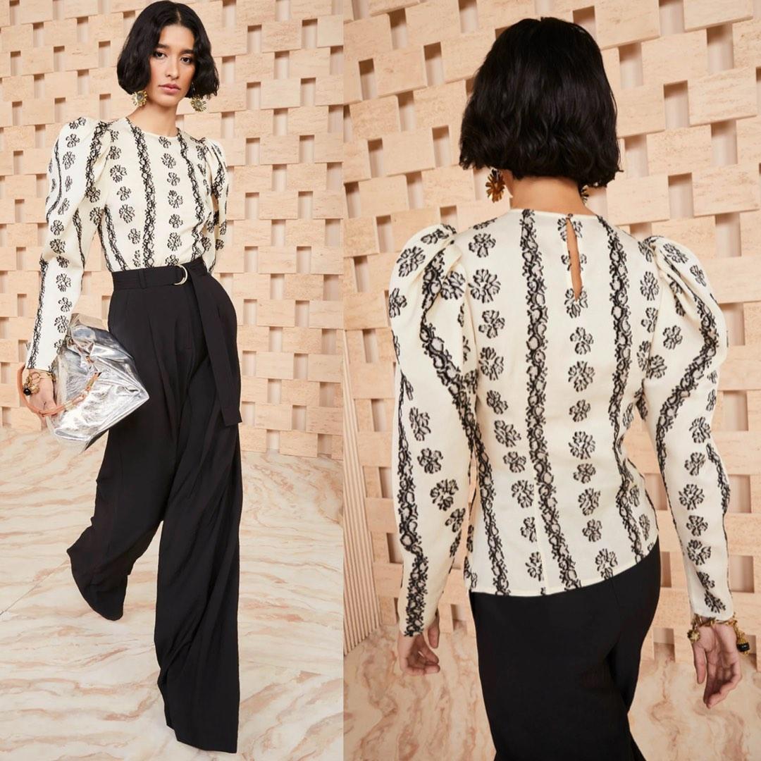 Ulla Johnson Layla silk blouse, birch white and orange, Women's Fashion ...