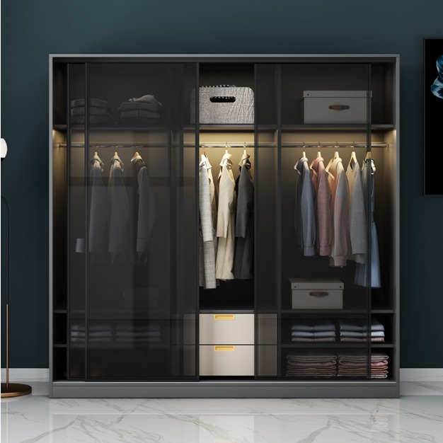 WD 002, Luxury Model Designer High Class Sliding Wardrobe, LED light ...