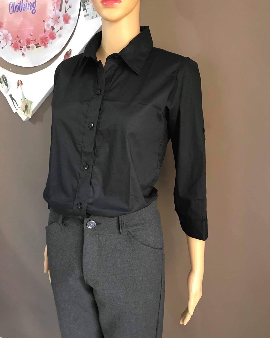 WOMEN UNIFORM/FORMAL WEAR BLACK POLO 3/4 SLEEVES, Women's Fashion, Tops ...