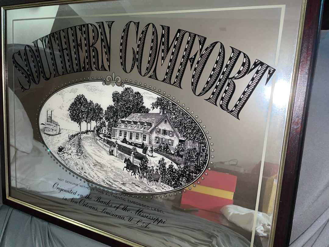 1980s Vintage Southern Comfort Mirror Advertising Wooden Frame Mirror ...