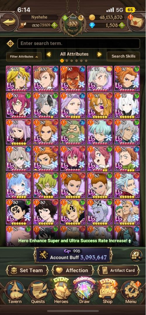 7DS Grand Cross account, Video Gaming, Video Games, Others on Carousell