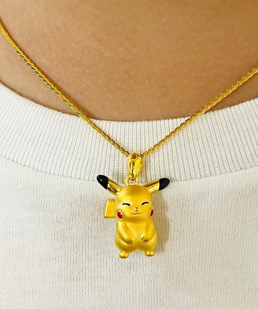 999 (24K) Gold Pikachu Pendant (D759), Women's Fashion, Jewelry ...