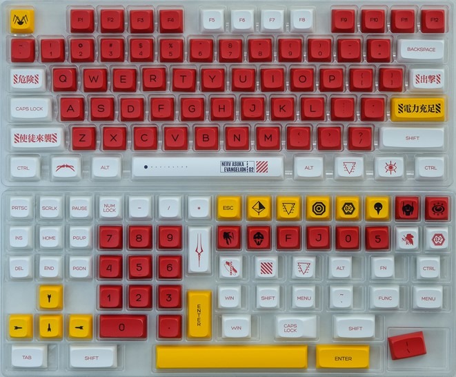 2號機明日香鍵帽 全套140鍵 XDA統一高度 PBT熱昇華工藝 RGB不透光 水口出廠已處理 適用市面多種配列機械鍵盤 NERV EVA ...
