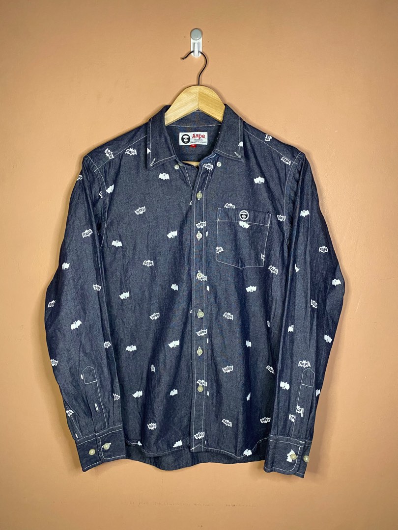 Aape x Batman Pattern Longsleeves, Men's Fashion, Tops & Sets, Tshirts & Polo Shirts on Carousell