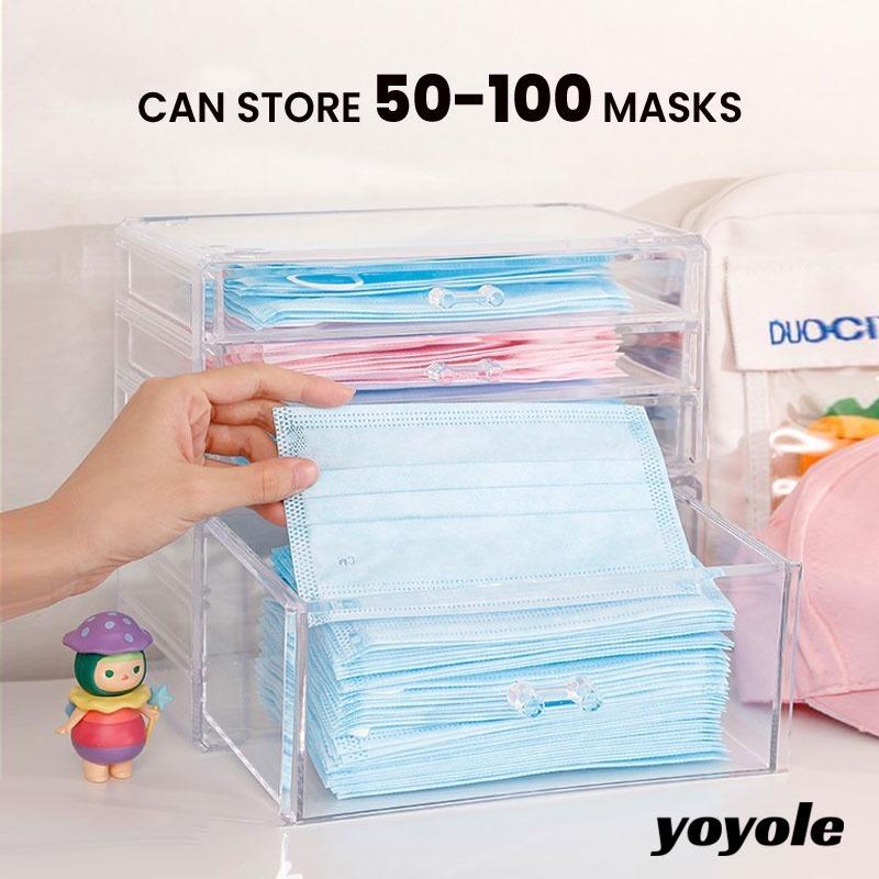 Acrylic Mask Storage Box Mask Holder Mask Storage Drawer Mask Organizer ...