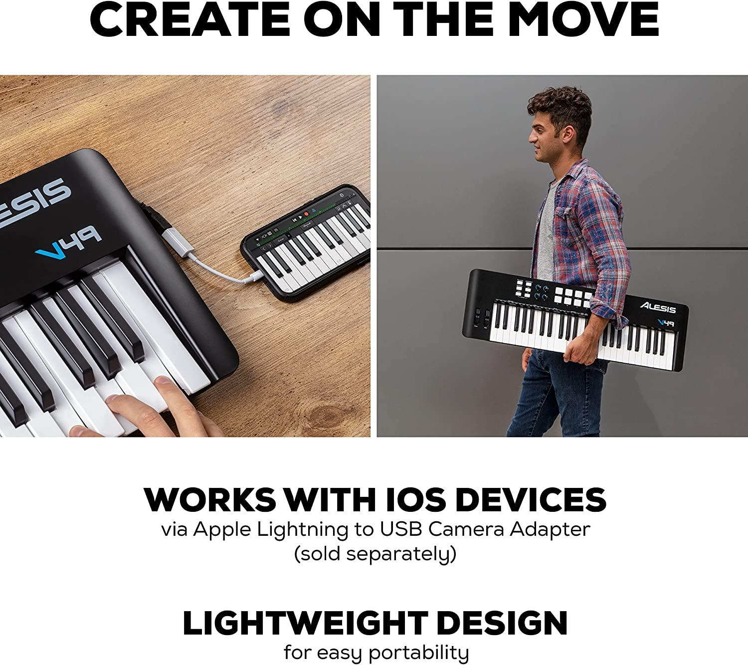 Alesis V49 MKII USB MIDI Keyboard Controller with 49 Velocity Sensitive ...