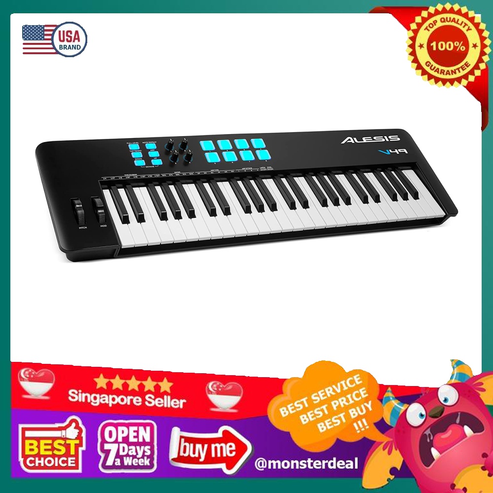 Alesis V49 MKII USB MIDI Keyboard Controller with 49 Velocity Sensitive ...