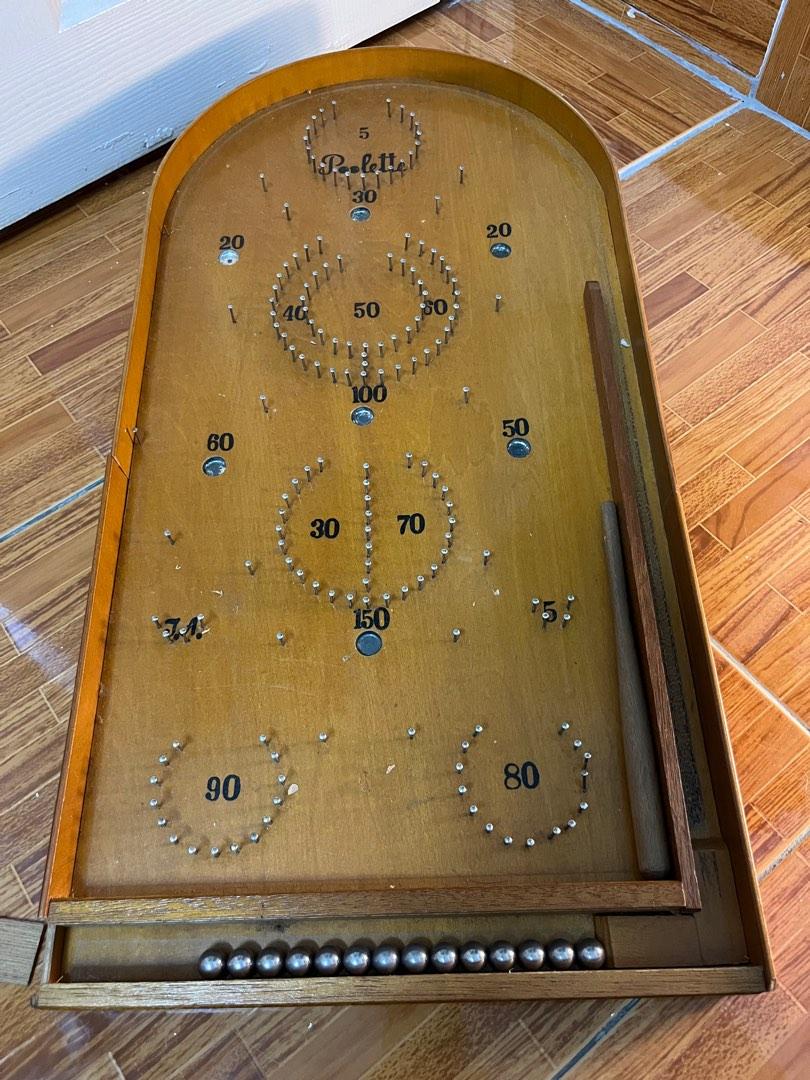 Antique Poolette Wooden Pinball Board Game in Box, Hobbies & Toys, Toys ...