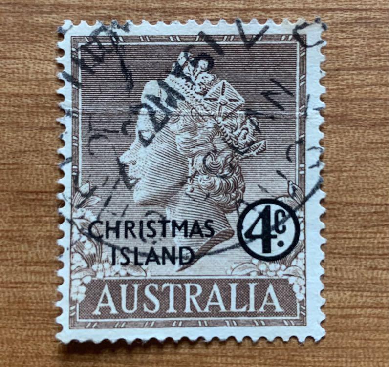 Australia Queen Elizabeth stamp overprint Christmas Island (one fold ...
