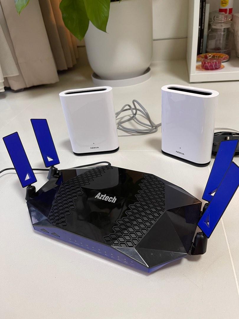 Aztech Router with 2 units of Nokia Wi-Fi Beacons, Computers & Tech ...
