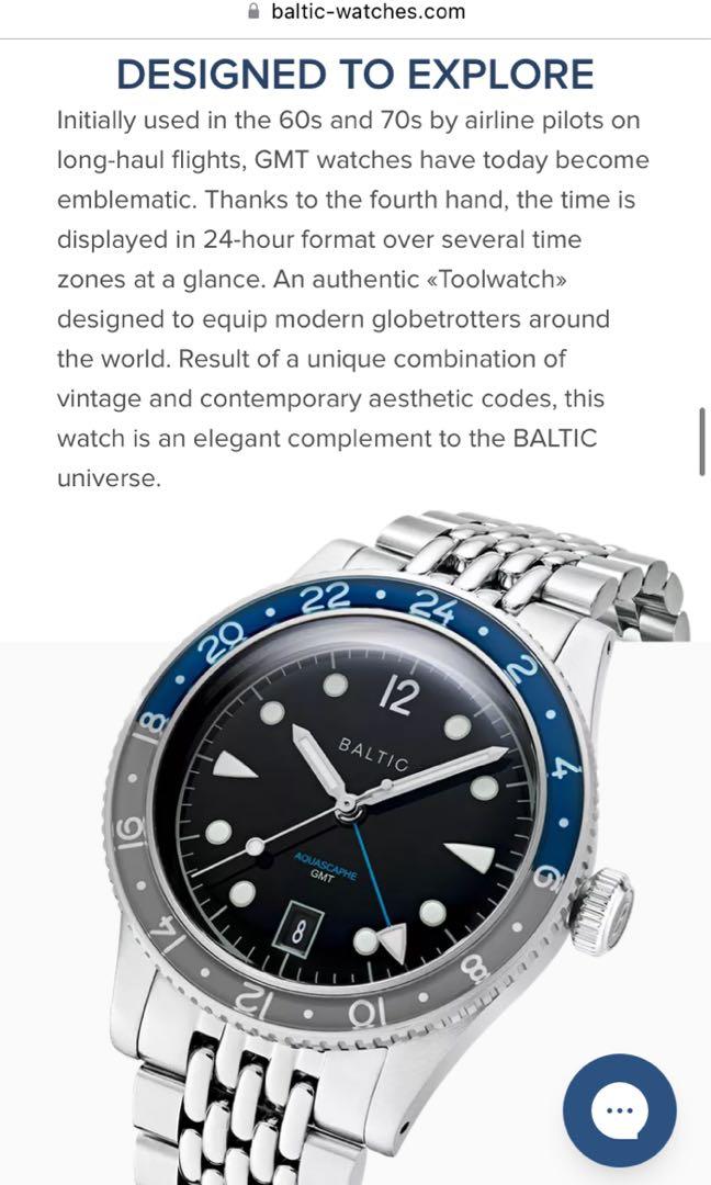 Baltic Aquascaphe GMT blue grey, Luxury, Watches on Carousell