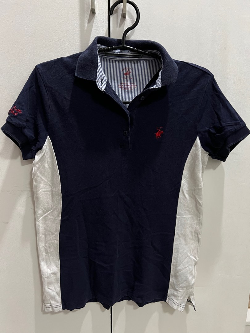 Beverly Hills Navy Blue Polo Shirt, Women's Fashion, Tops, Blouses on Carousell