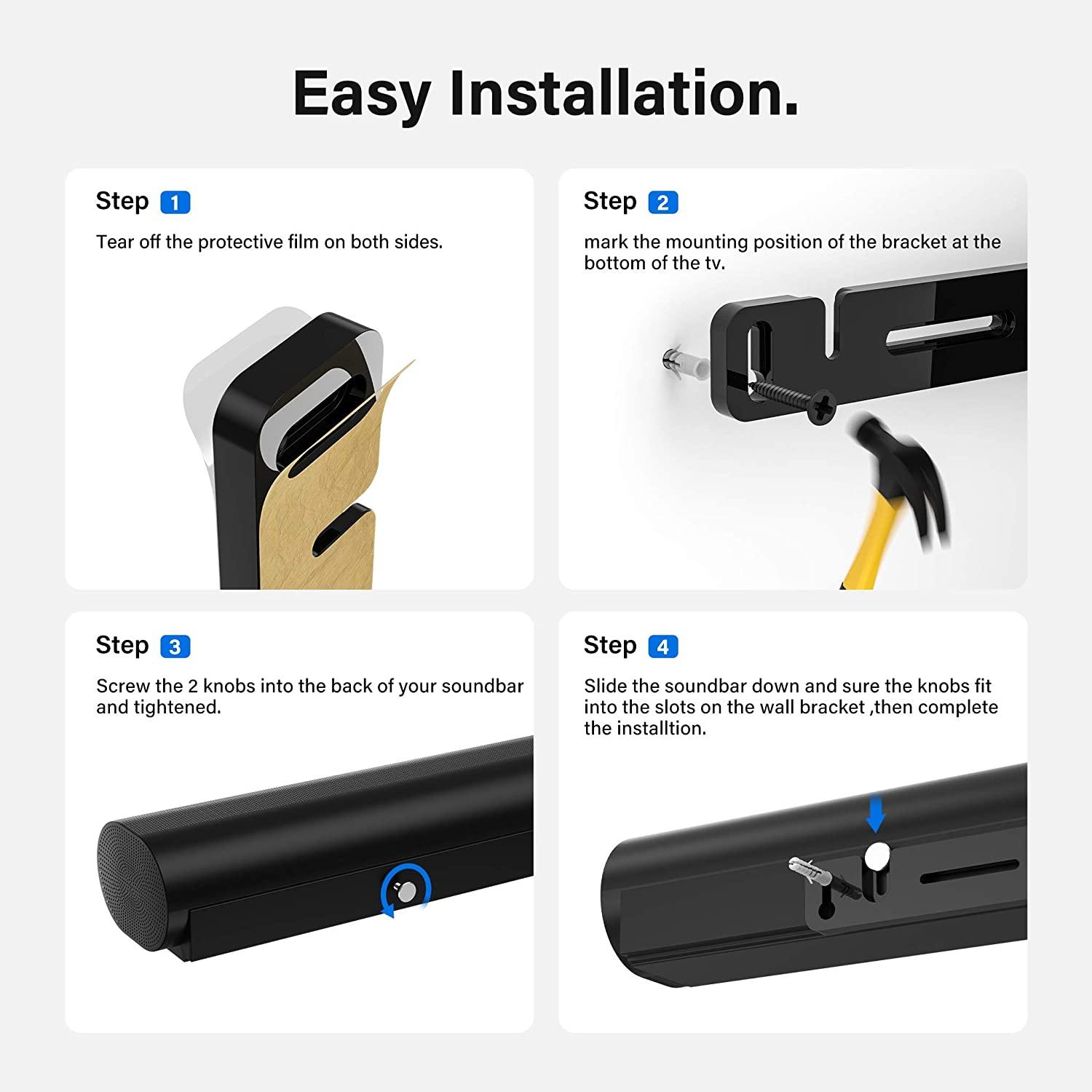 Black Sesame Soundbar Wall Mount Bracket for Sonos Arc Sound Bar ...