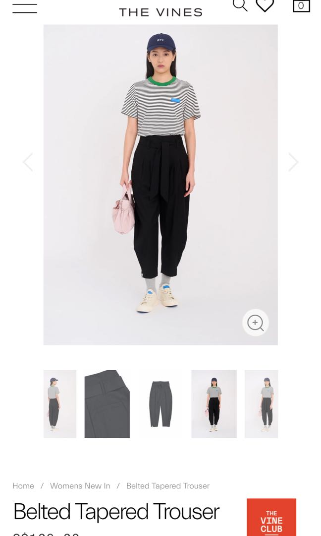 BNWT BTV belted tapered trousers/pants, Women's Fashion, Bottoms, Other ...