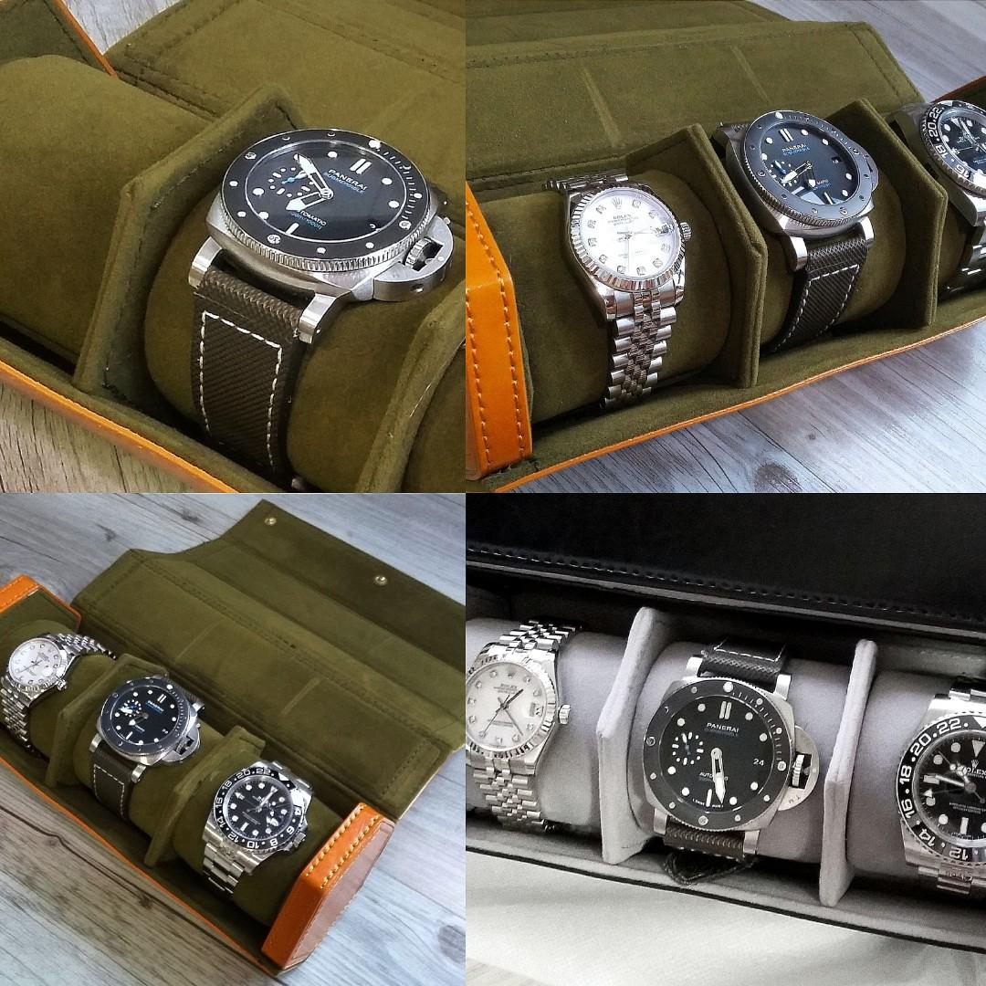 BRAND NEW HAND CRAFTED HEXAGON STYLE WATCH ROLL CASE IN FINE OIL WAXED ...