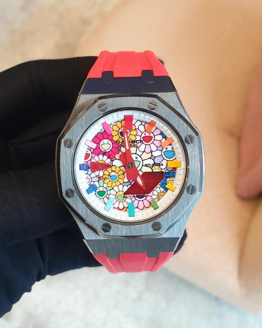 Casioak GA-2100 Aka Murakami in Titanium Grey Bezel Red Strap, Men's ...