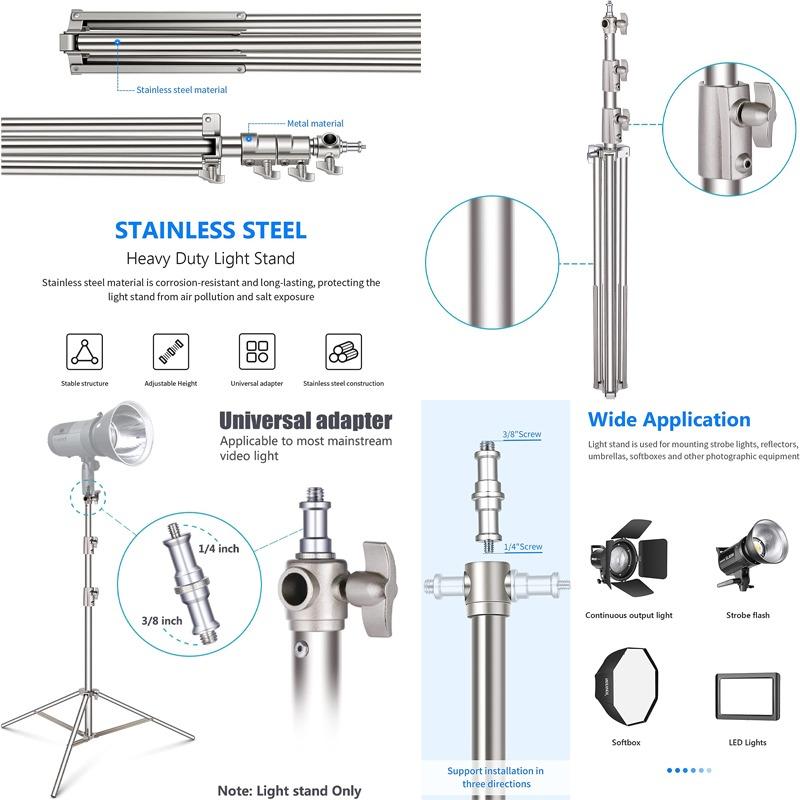 CineLabs 2m / 2.8m Heavy Duty Stainless Steel Light Stand with Boom Arm ...
