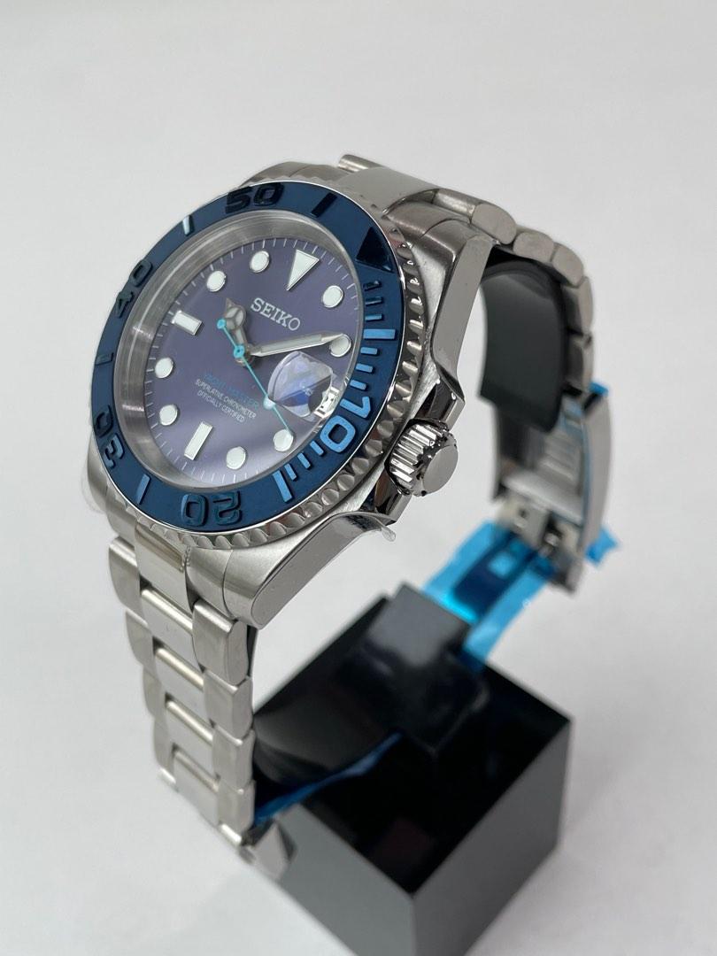 Custom Seiko Mod 40mm Deep Blue Yachtmaster v2 Automatic Watch , Men's ...