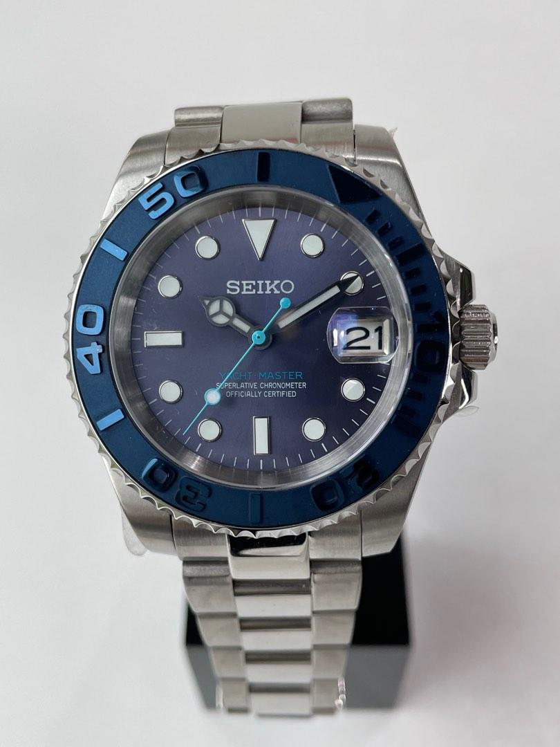 Custom Seiko Mod 40mm Deep Blue Yachtmaster v2 Automatic Watch , Men's ...