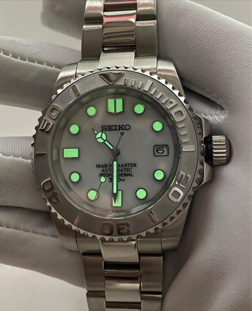 Custom Seiko Mod 40mm White Pearl Yachtmaster Automatic Watch , Men's ...