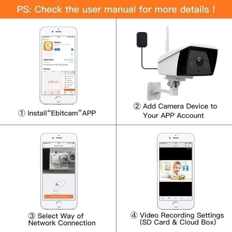 Ebitcam Outdoor IP Camera 1080P HD Home Surveillance WiFi Camera, IP66 ...