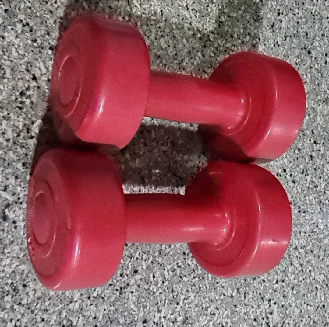 Fitness 1 kg Dumbbells Twin-Pack - Red, Sports Equipment, Exercise ...