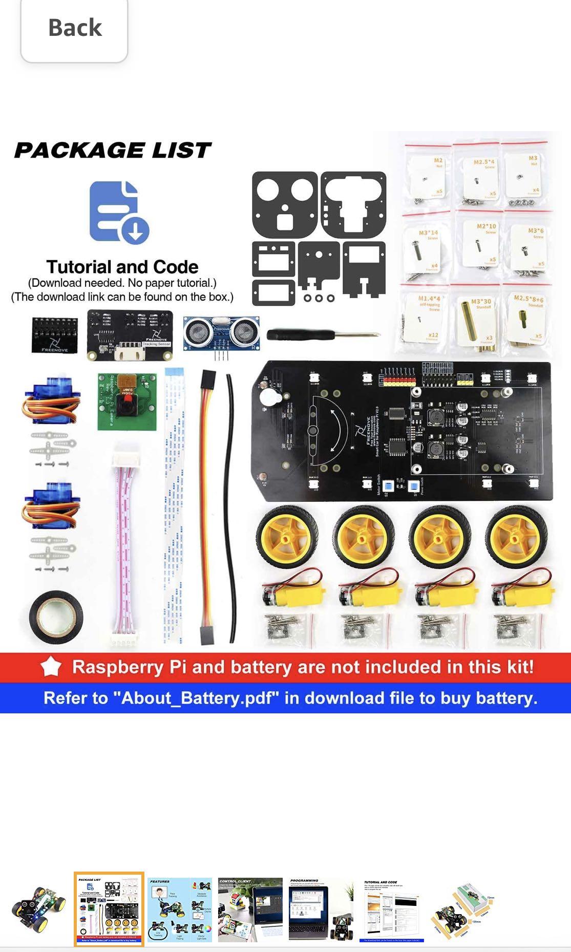Freenove 4WD Smart Car Kit for Raspberry Pi 4 B 3 B+ B A+, Face ...