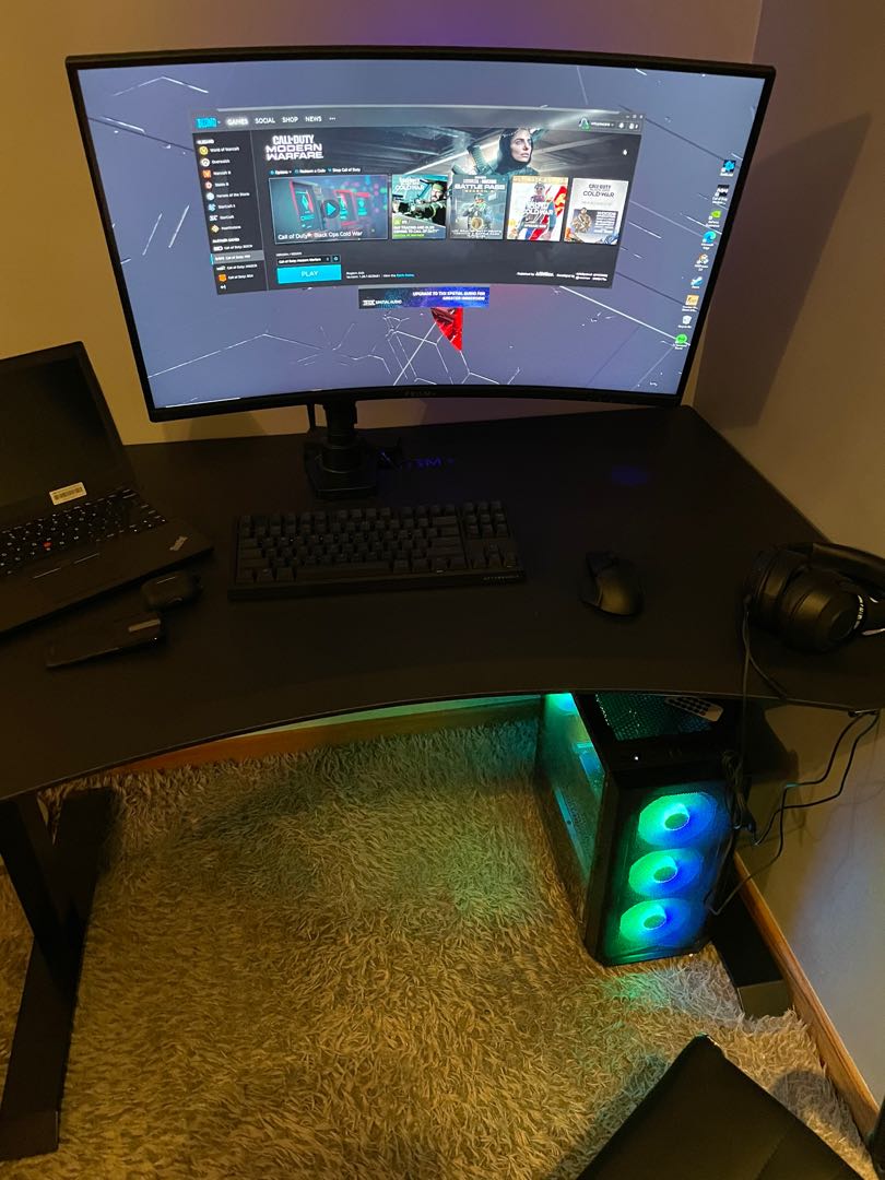 .Full aftershock gaming set + prism monitor + omnidesk + secret lab ...