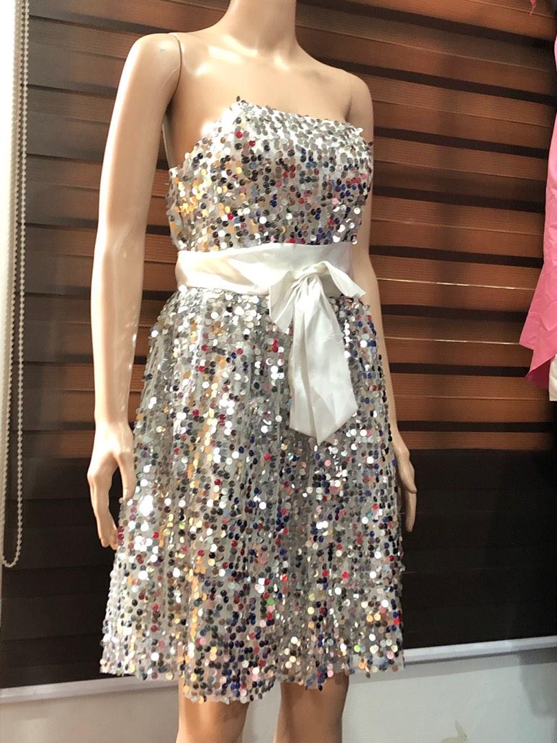 Fully Sequins Filipiniana Silver Dress, Women's Fashion, Dresses & Sets ...