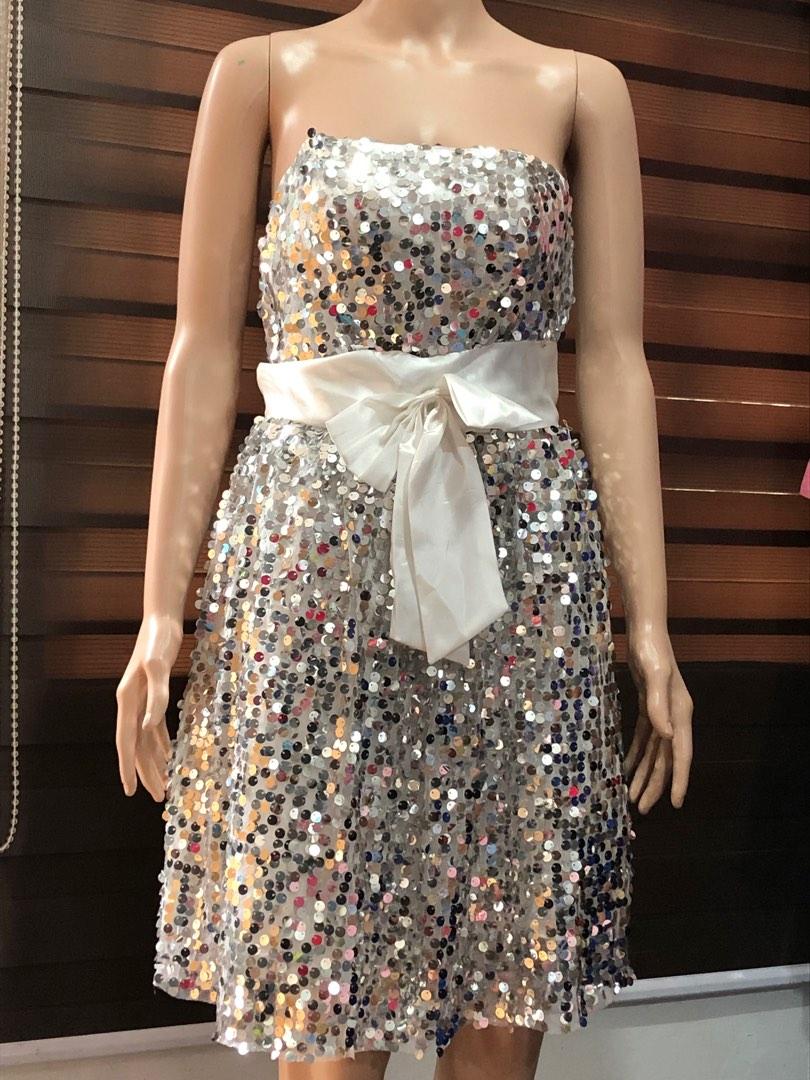 Fully Sequins Filipiniana Silver Dress, Women's Fashion, Dresses & Sets ...