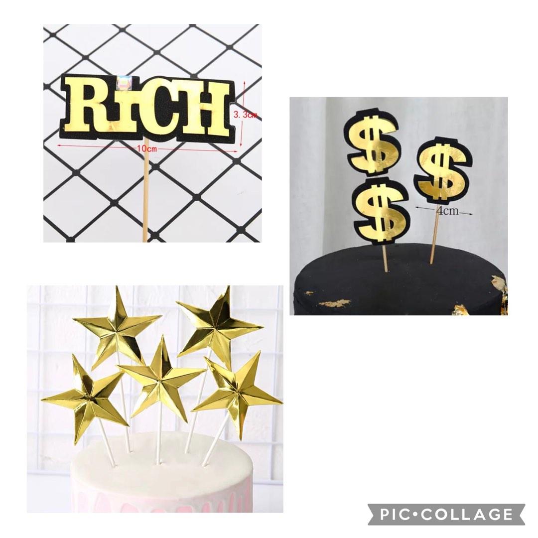 Generic $$ Rich cake toppers / DIY Cake toppers / party deco, Hobbies ...