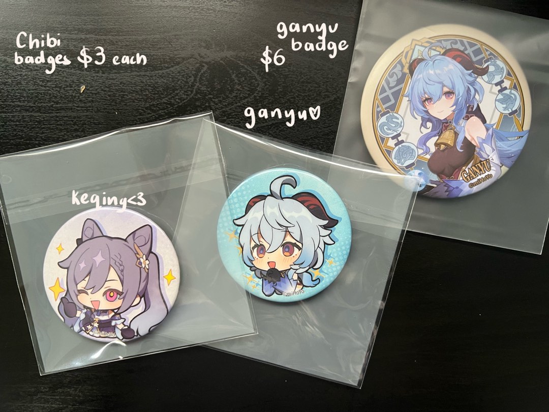 Genshin Impact OFFICAL badges ( ganyu, keqing), Hobbies & Toys, Memorabilia & Collectibles, Fan ...