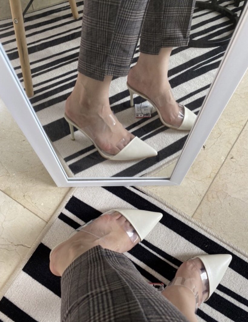 HEELS PUTIH KONDANGAN SEPATU HAK STILETTO ZARA PVC VINYL VINCI FAYT ...