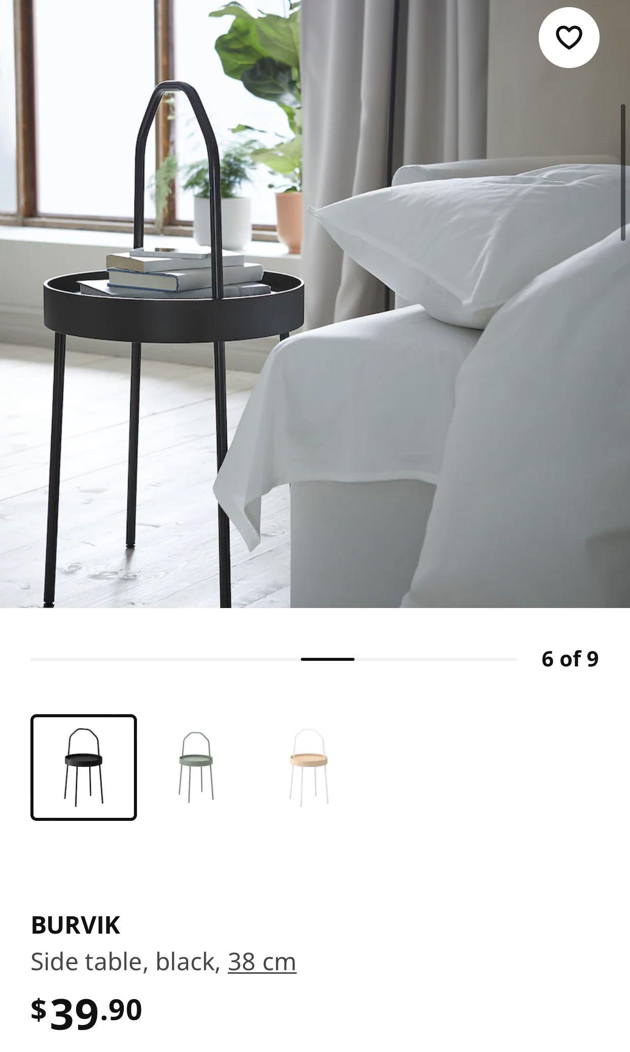 IKEA Burvik Black Round Side Table, Furniture & Home Living, Furniture ...