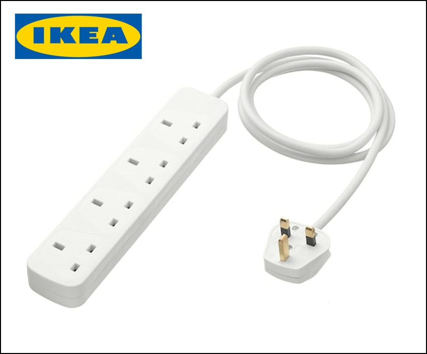 Ikea Power Extension KOPPLA 4-way socket, earthed/white, TV & Home ...