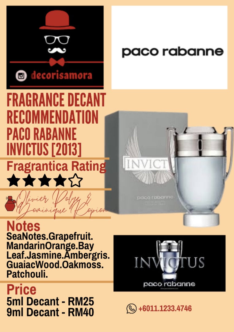 Invictus by Paco Rabanne - Perfume Decant, Beauty & Personal Care ...