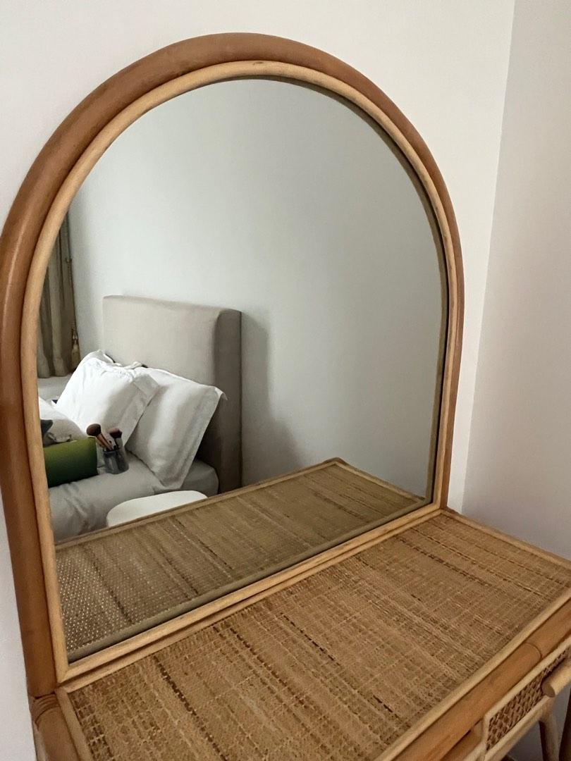 ISLAND LIVING - Rattan Dressing Table with Mirror and Cushion Stool ...
