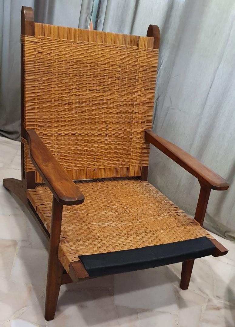 JOHN ERDOS - Large Wicker/Wood Recliner Lounge Chair, Furniture & Home ...