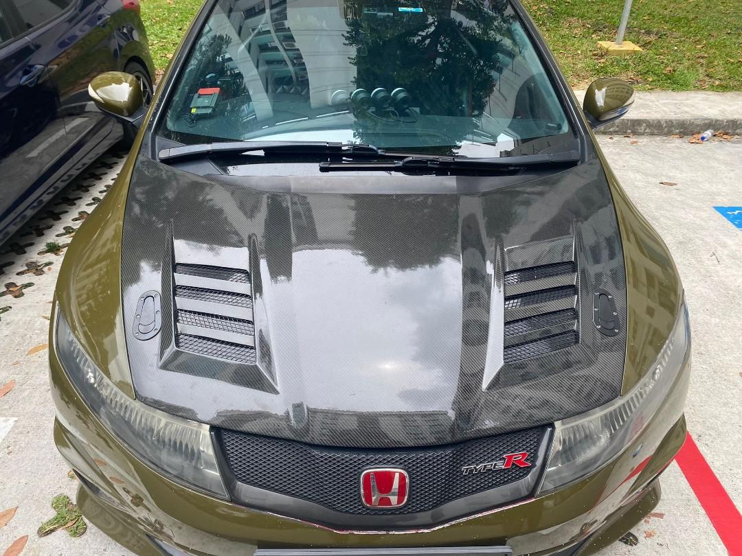 J's Racing Carbon Fibre Bonnet for Honda Civic Type R FN2R, Car ...
