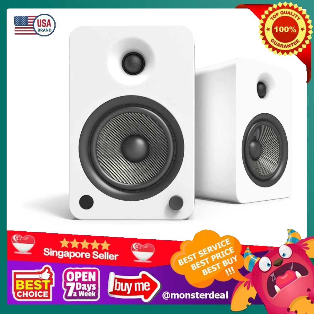 Kanto YU6MW 200W Powered Bookshelf Speakers with Bluetooth and Phone ...