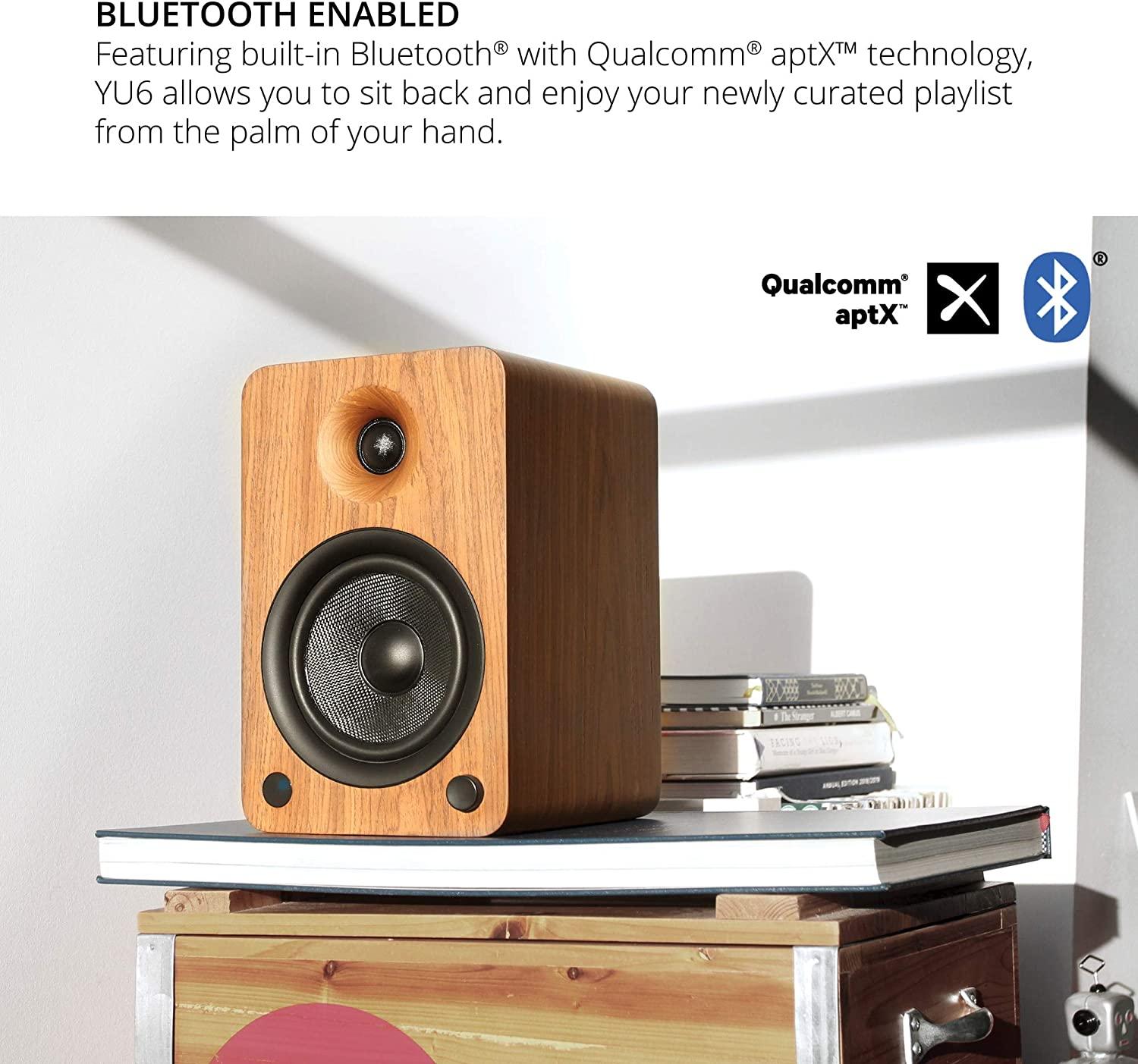 Kanto YU6WALNUT 200W Powered Bookshelf Speakers with Bluetooth and ...