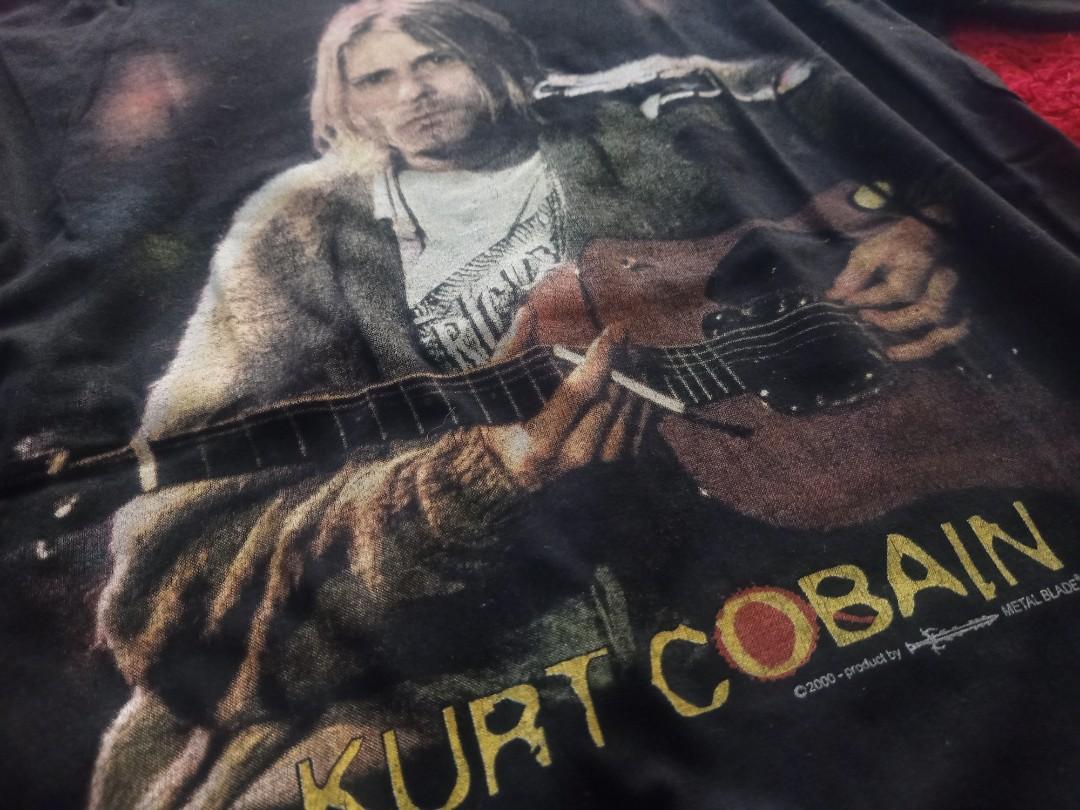Kaos Band Nirvana Kurt Cobain Bootleg Metal Blade Blue Vintage CR. 2000 ...