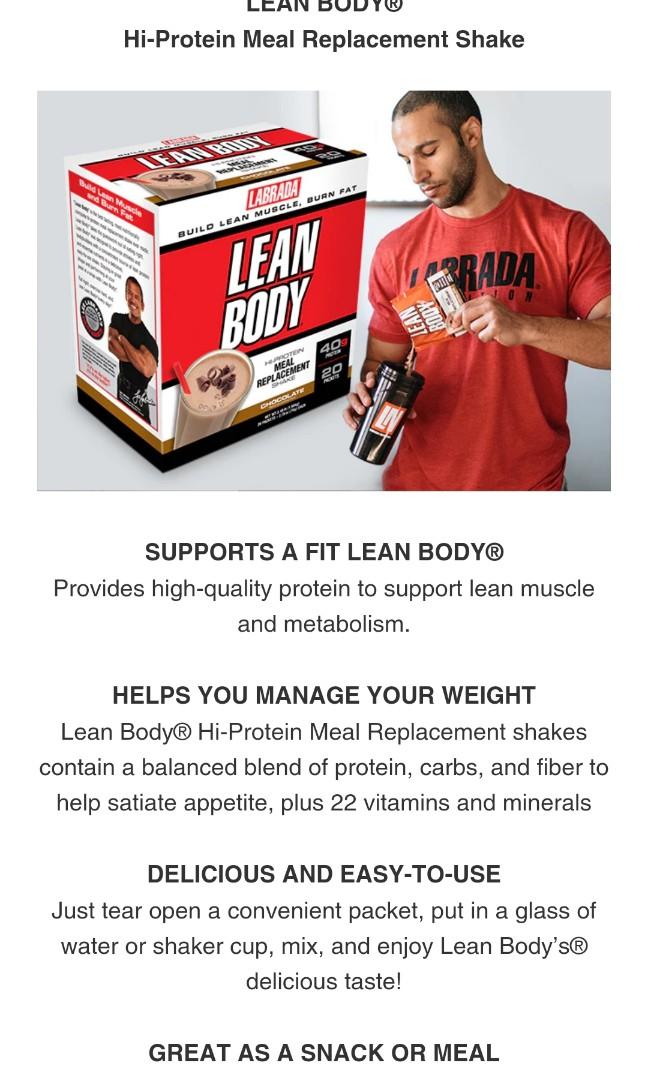 Labrada Lean Body Protein Shake 79g Single Serve 11 packets - Chocolate ...
