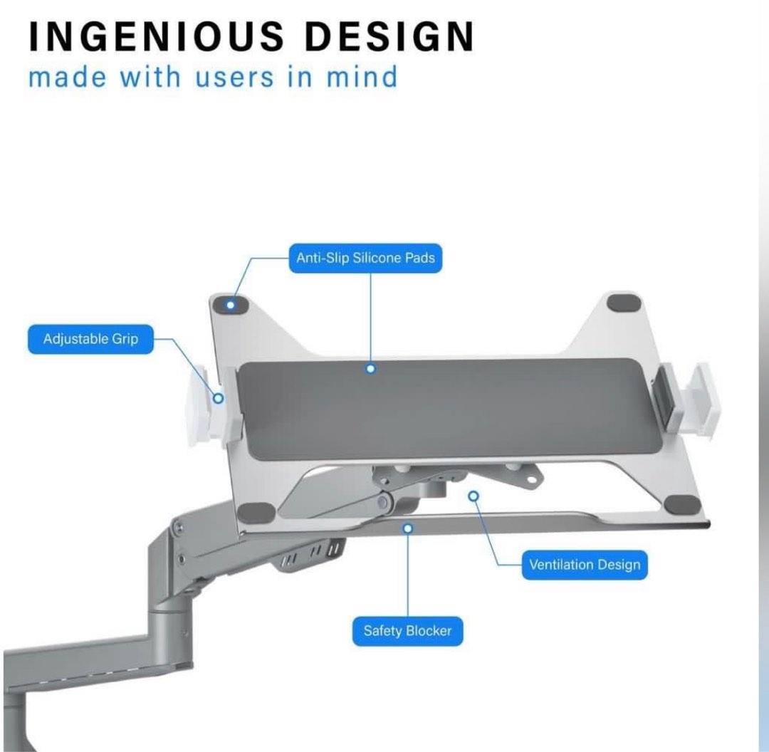 Laptop holder, vesa laptop mount tray, aluminum design, fits 11-17 inch ...