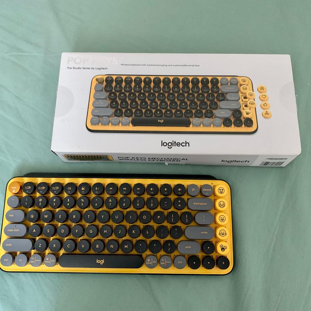 Logitech pop keys mechanical wireless keyboard yellow and black, 電腦＆科技 ...