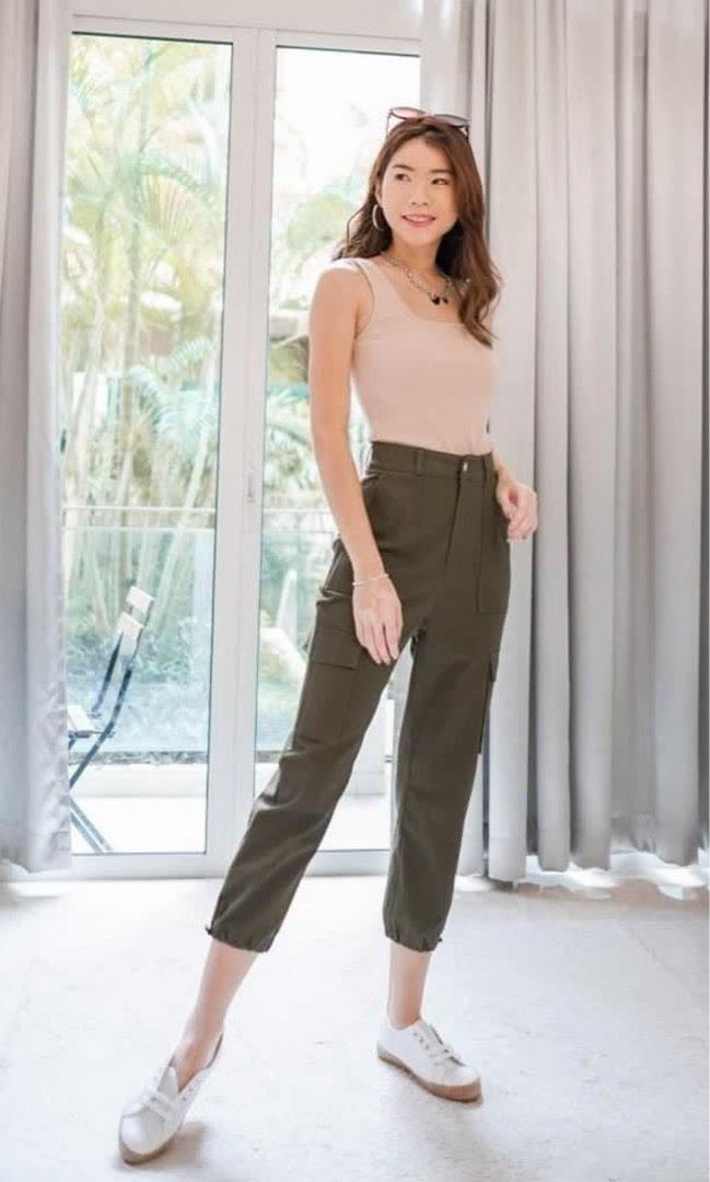 Mikayla renna cargo pants in army green, Women's Fashion, Bottoms ...