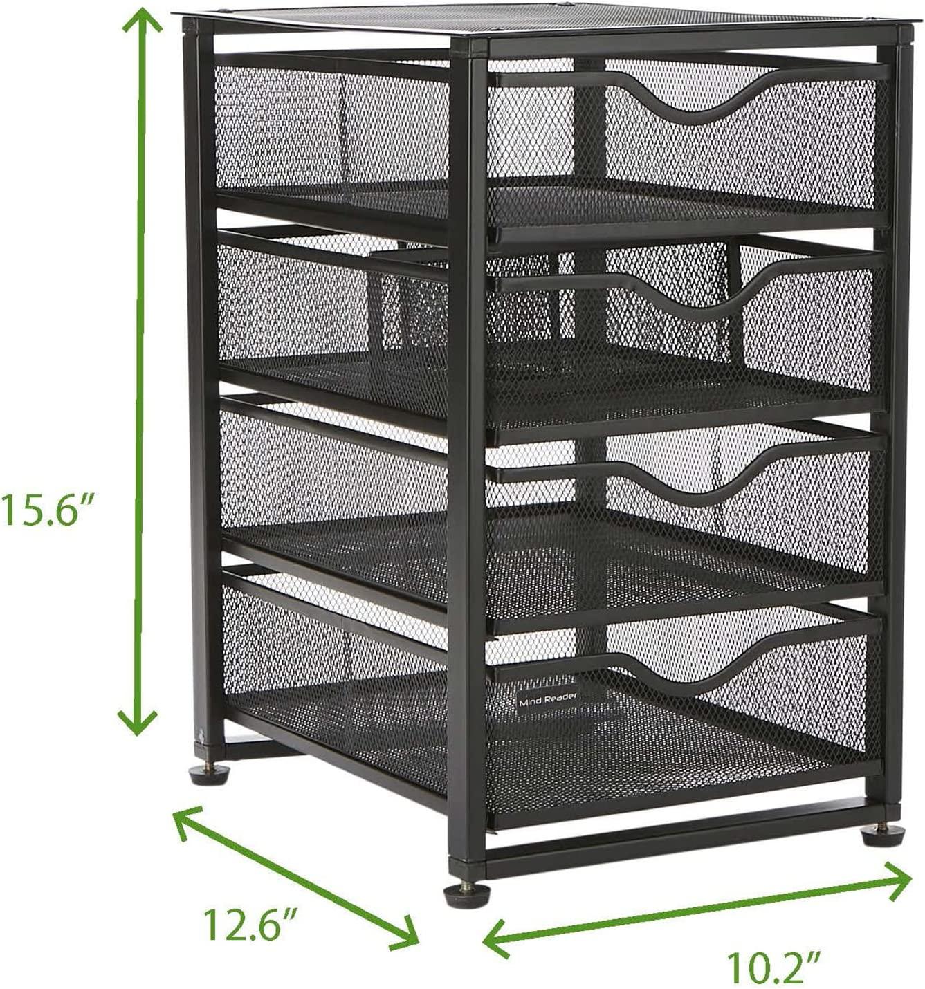 Mind Reader 4-Tiered Drawers Cabinet, Metal Office Storage, File ...
