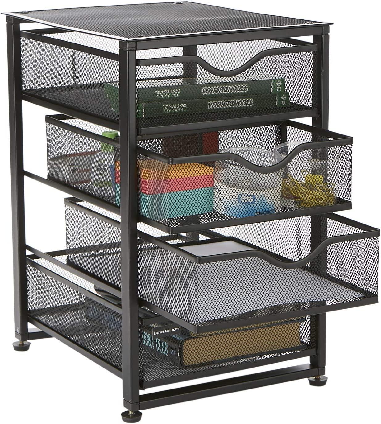 Mind Reader 4-Tiered Drawers Cabinet, Metal Office Storage, File ...