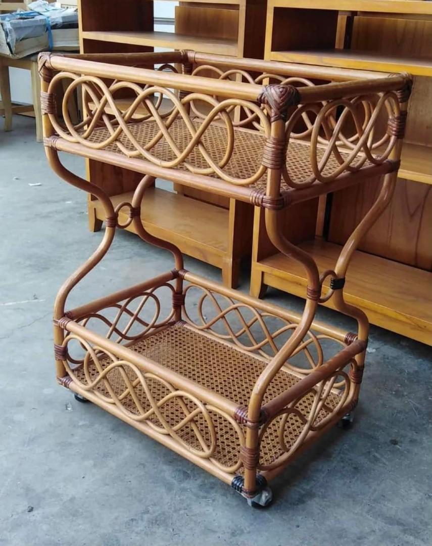 Rattan Trolley 20L x 14W x 27H in Solid rattan, Furniture & Home Living ...